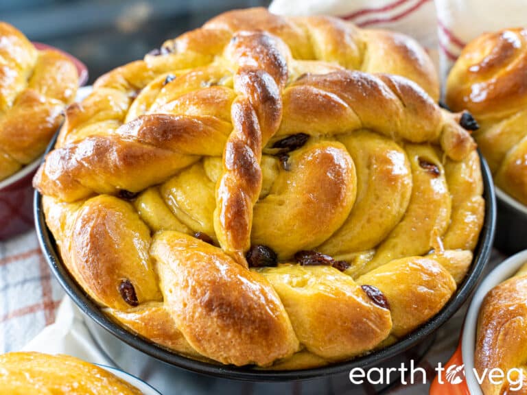 Vegan Paska (Eastern European Easter Bread) - Earth to Veg