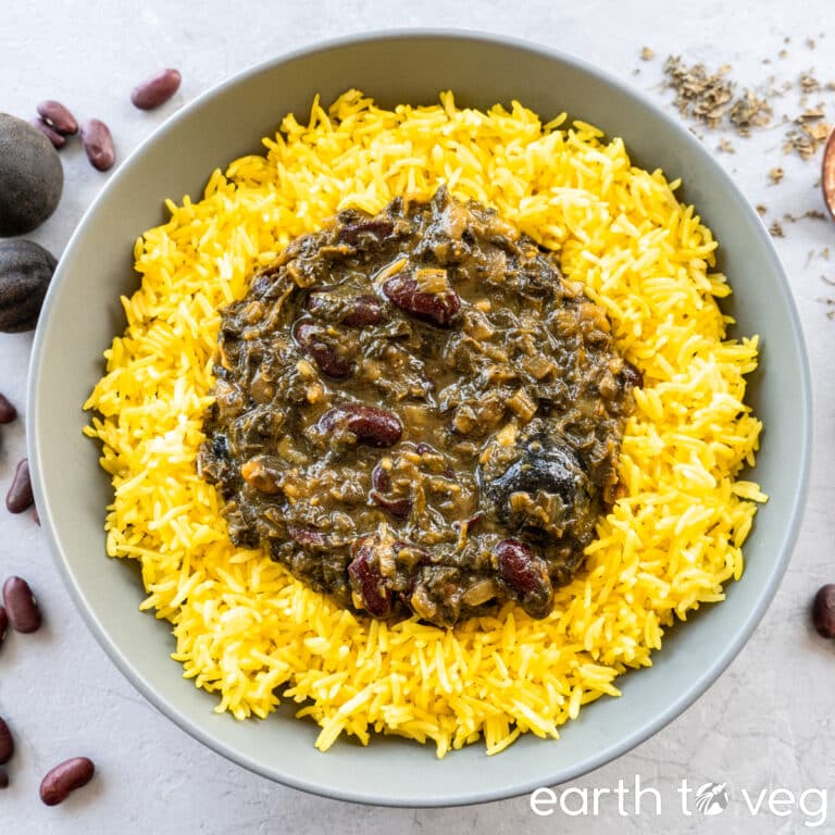 Vegetarian Ghormeh Sabzi (Persian Herb Stew) - Earth to Veg