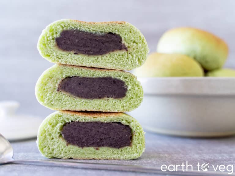Pandan Buns with Red Bean Paste - Earth to Veg